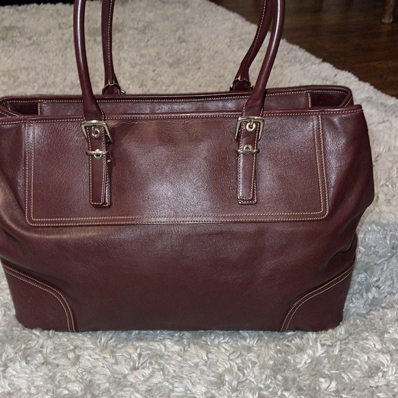Coach | Bags | Coach Hampton Purse In Burgundy Leather Dark Red | Poshmark